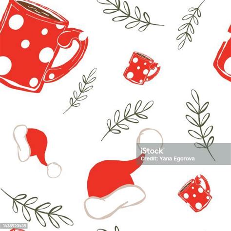 축제 원활한 부계 직물을위한 새해 인쇄 포장지에 대 한 크리스마스 패턴입니다 겨울 휴가 원활한 아버지 직물을위한 새해 인쇄 포장지에 대 한 크리스마스 패턴입니다 빨간 머그잔