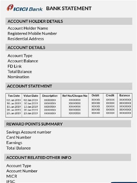 Format Of Icici Bank Statement Pdf