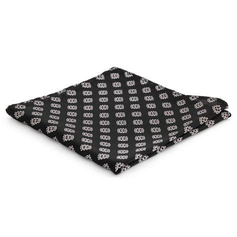 Black Geometric Silk Pocket Square In Stock Tailor Toki