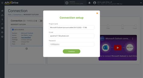 how to connect microsoft outlook to apps as data source