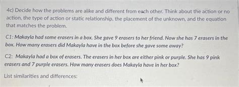 Solved 4c Decide How The Problems Are Alike And Different Chegg Com