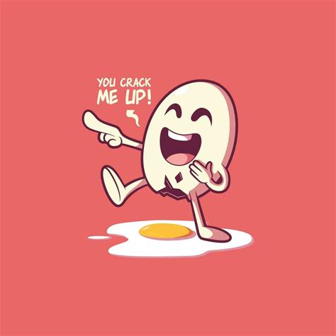 A Character Egg Cracked After Laughing Funny Food Design Concept