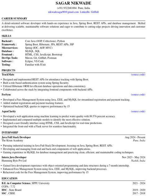 sagarresumeupdated 9322681004 pdf java programming language databases