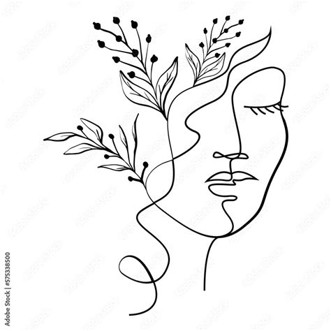 Elegant One Line Sketches Of Woman Abstract Face Female Face Drawing Minimalist Line Style