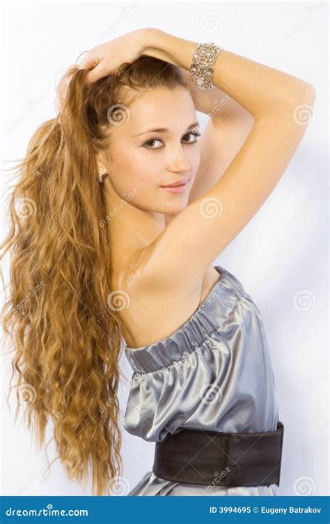 The Girl With Long Hair Stock Image Image Of Glamour 3994695
