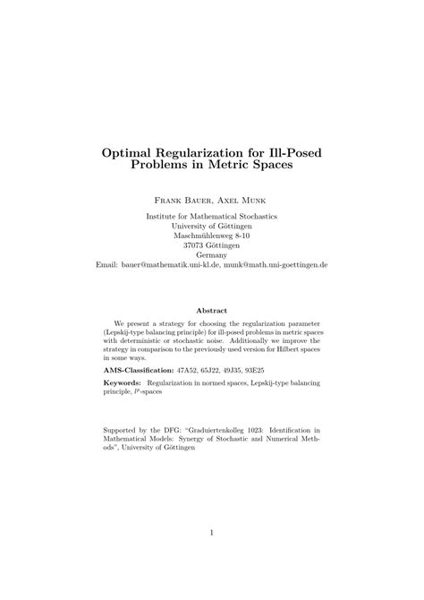 Pdf Optimal Regularization For Ill Posed Problems In Metric Spaces