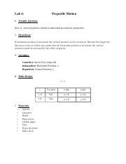 Lab Projectile Motion Pdf Lab Projectile Motion Testable Question How Is Vertical