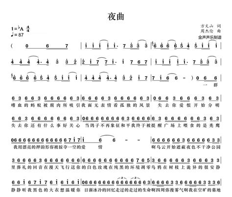 夜曲简谱 周杰伦夜曲简谱 动态简谱视频 318曲谱