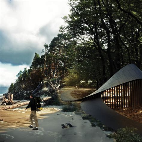 Architecture Project Curvilinear Structure Emphasizing Charred Wood