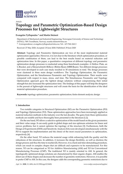 Pdf Topology And Parametric Optimization Based Design Processes For