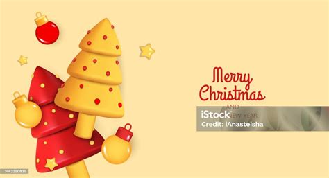 새해 복 많이 받으세요 그리고 메리 크리스마스 현실적인 3d 개체 크리스마스 공 원뿔형 크리스마스 트리가 있는 크리스마스 휴가 배경 공중 부양 떨어지는 디자인 구성 겨울에