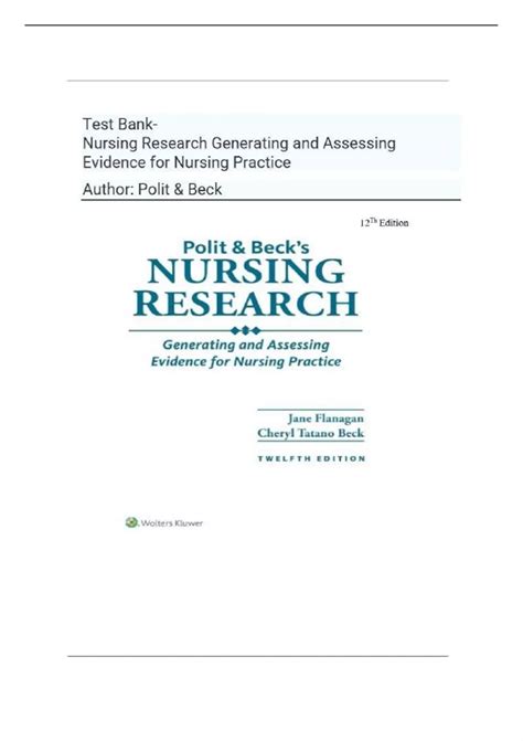 Test Bank Polit And Becks Nursing Research Generating And Assessing