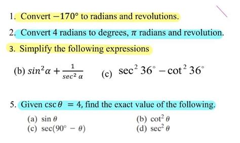 Solved 1 Convert 170 To Radians And Revolutions 2 Chegg Com