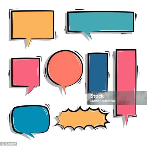 손 그리기 프레임 테두리 빈 음성 거품 풍선의 컬렉션 세트 생각 말하기 이야기 텍스트 상자 배너 Brand Name Online