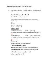 Linear Equations And Their Applications Graphs Intercepts And Course Hero