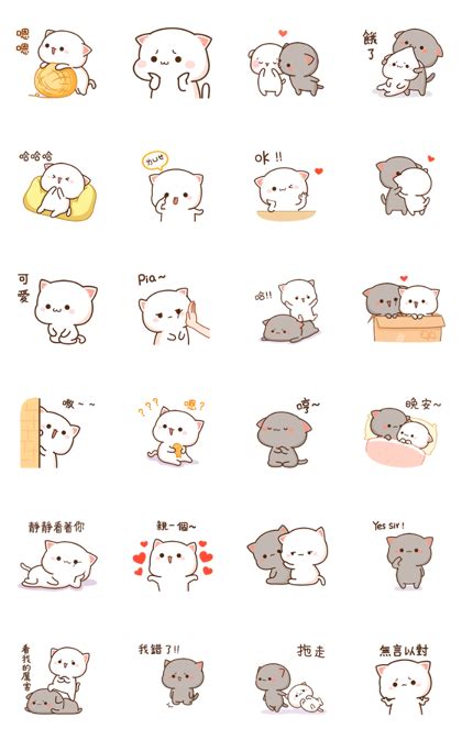 Mochi Mochi Peach Cat Sound Stickers Line Whatsapp Sticker  Png