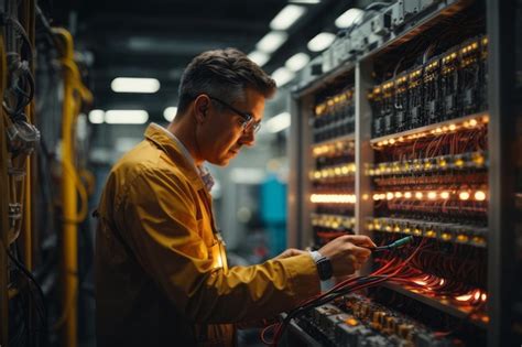 Premium Photo Male Electrical Engineer Checking Electrical System And