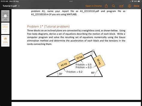 SOLVED Texts Three Blocks On An Inclined Plane Are Connected By A Weightless Cord As Shown