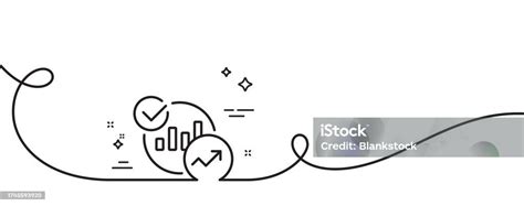 Charts Statistics Line Icon Report Graph Sign Continuous Line With Curl Vector Stock
