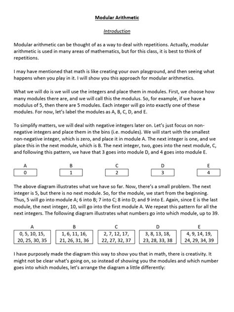 Modular Arithmetic Notes Pdf Division Mathematics Exponentiation