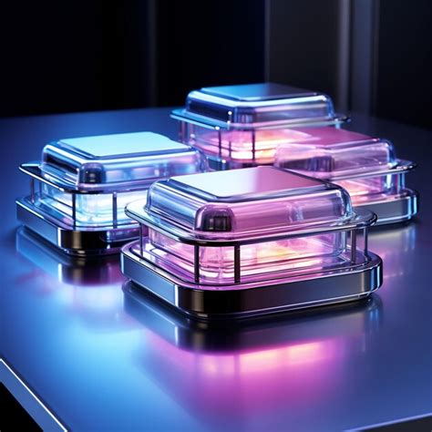 Premium Ai Image Three Plastic Containers With A Blue And Red Light On Them