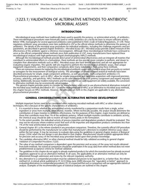 〈12231〉 Validation Of Alternative Methods To Antibiotic Microbial