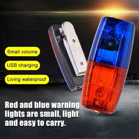 Led 비상 경찰 조명 깜박이는 어깨 램프 Usb 충전식 어깨 경고 안전 토치 자전거 테일 램프 빨간색 파란색 주의