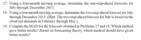 solved 17 using a four month moving average determine the