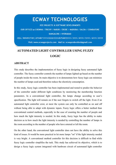 Automated Light Controller Using Fuzzy Logic Pdf