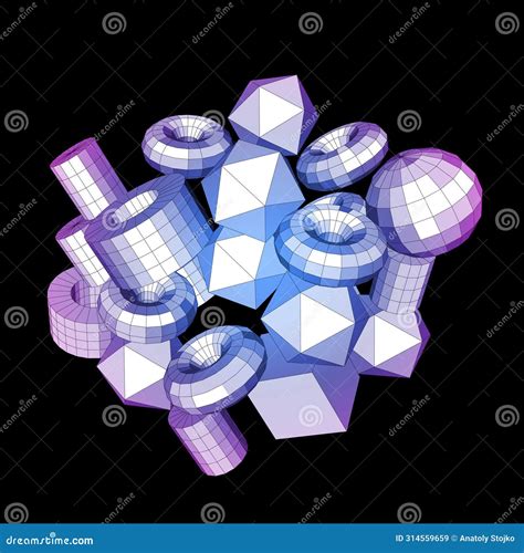 Group From Geometric Geometric 3d Primitives I On White Background