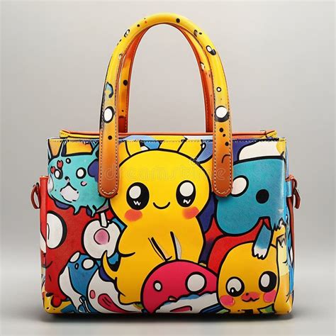 Colorful Handbag Featuring A Cartoon Style Print With Cute Characters