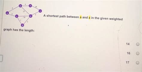 Solved 16 12 A Shortest Path Between A And Z In The Given