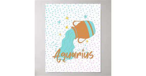 Modern Aquarius Water Bearer Zodiac Poster Zazzle