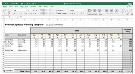 Excel Resource Planning Template