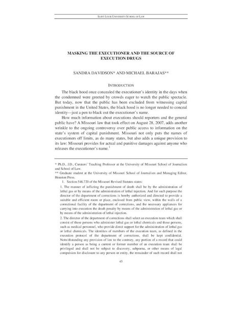 Pdf Masking The Executioner And The Source Of Execution · Saint Louis University School Of