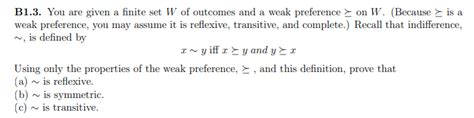 Solved B13 ﻿you Are Given A Finite Set W ﻿of Outcomes And