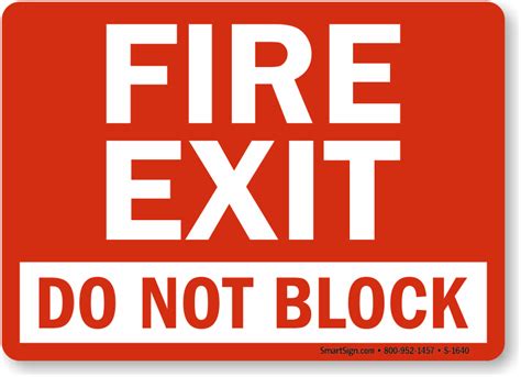 Red Fire Exit Do Not Block Sign SKU S 1640