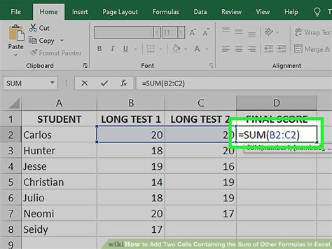 How To Add Two Cells Containing The Sum Of Other Formulas In Excel