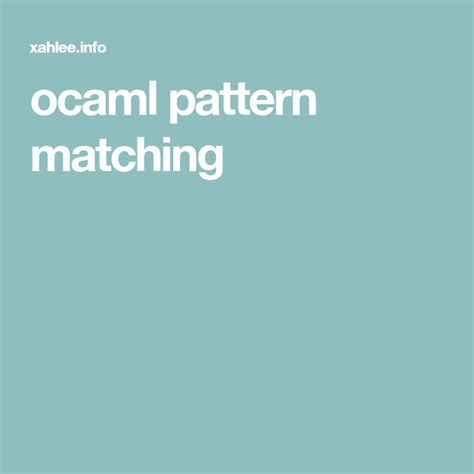 Pattern Matching Ocaml