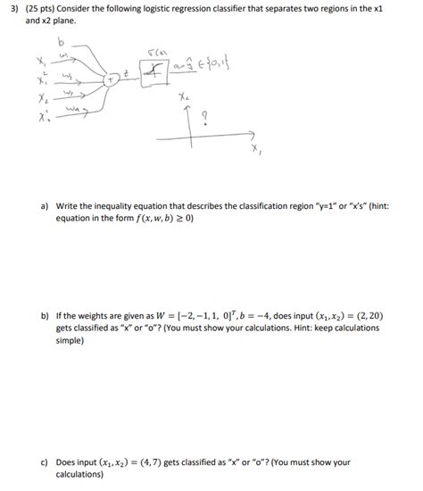 Solved 3 25 Pts Consider The Following Logistic