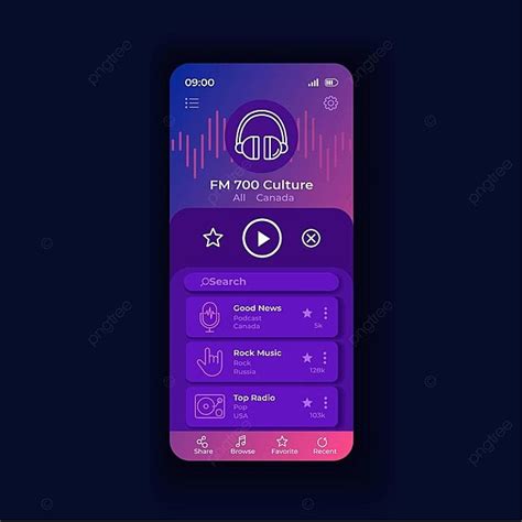 Radio Appliation Night Smartphone Interface Vector Template Gui Website