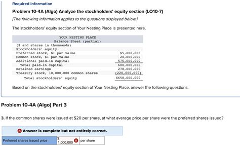 Solved Required Information Problem 10 4a Algo Analyze The