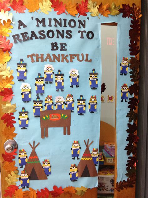 Mrs Bs Thankful Minions Door Thanksgiving Door Decorations Classroom Bulletin Board Decor