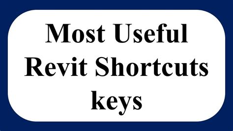 Most Useful Revit Keyboard Shortcut Keys Youtube
