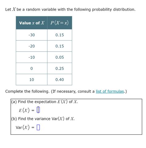 Solved Let X Be A Random Variable With The Following Chegg Com