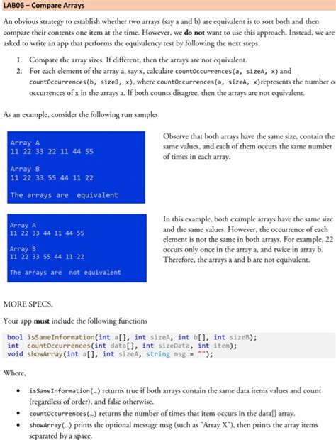 Solved Lab06 Compare Arrays An Obvious Strategy To
