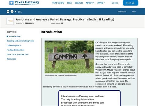 Texas Gateway Annotate And Analyze A Paired Passage Practice 1 Unit Plan For 9th 10th Grade