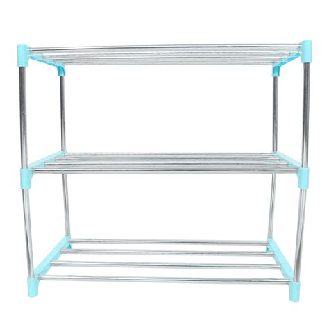 Полка для обуви органайзер для хранения в шкафу металлическая обувь компактная трехслойная