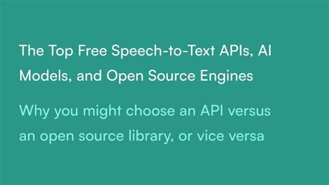 Cooper Moore On Linkedin The Top Free Speech To Text Apis Ai Models And Open Source Engines