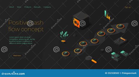 Cash Flow Or Cashflow Vector Illustration In Isometric Design Money